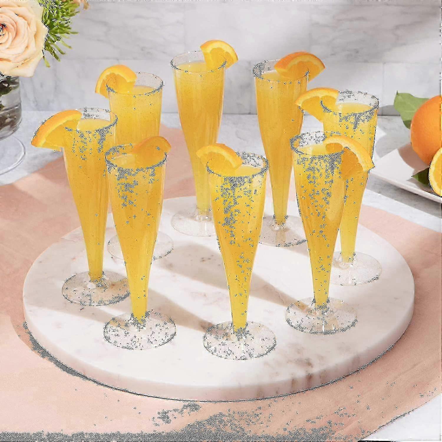 Plastic Party Champagne Flutes, 30 Disposable Glitter Toasting Glasses ...