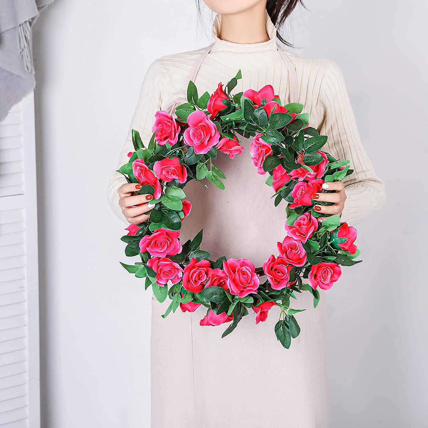 2 Pack Artificial Silk Rose Garland Hanging Garland Garland Home ...