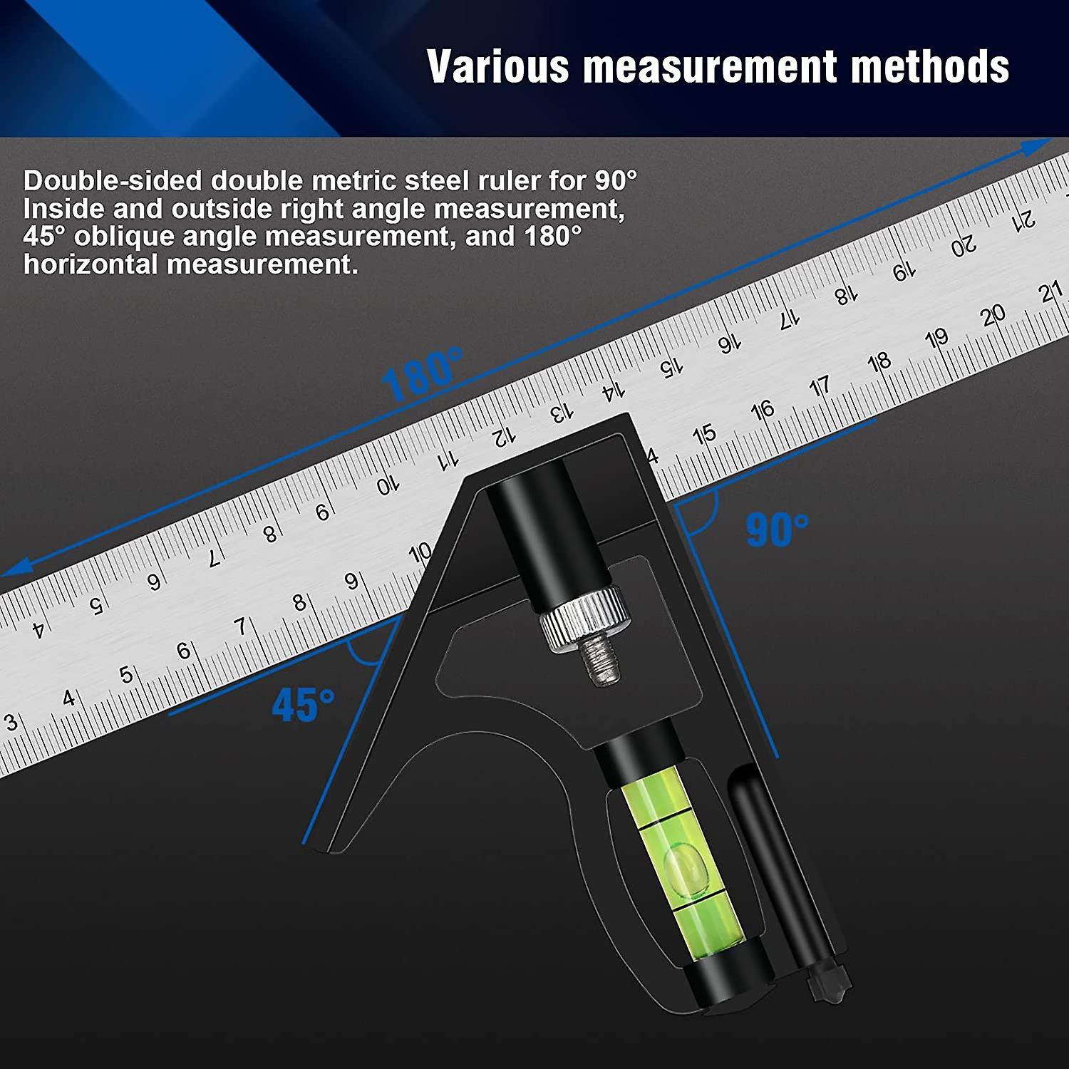 300mm Stainless Steel Combo Angle Ruler, Square Combo Ruler, Adjustable ...