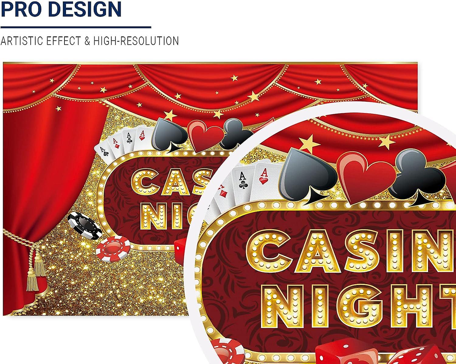 Casino Night Party Backdrop Carnival Party Banner Playing Cards Red ...