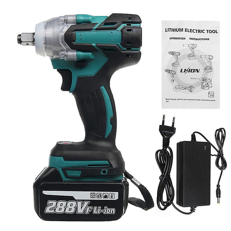 288V 1/2'' 800nm Cordless Electric Impact Wrench Gun Driver Li-ion 1/2 ...