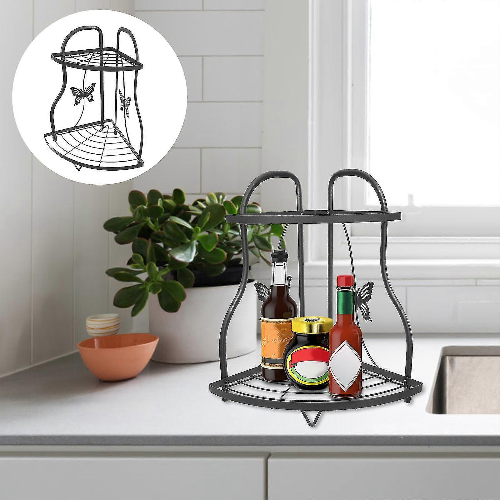 Triangle Shelves Corner Seasoning Rack Shelf Bathroom Corner Organizer ...