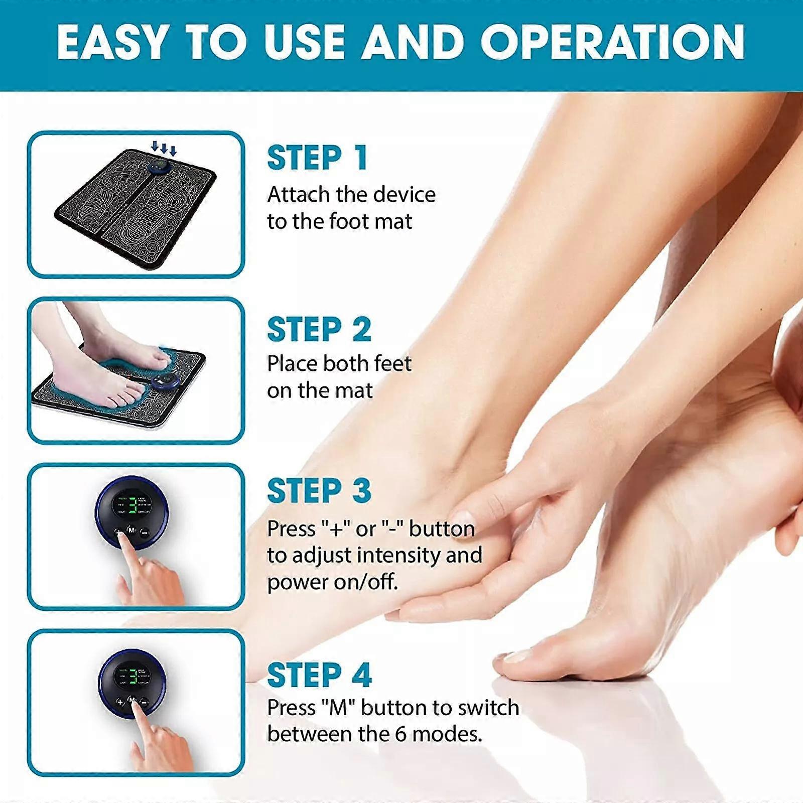 Electric EMS Foot Massager Mat,19 Level Leg Reshaping Pad Feet Muscle ...