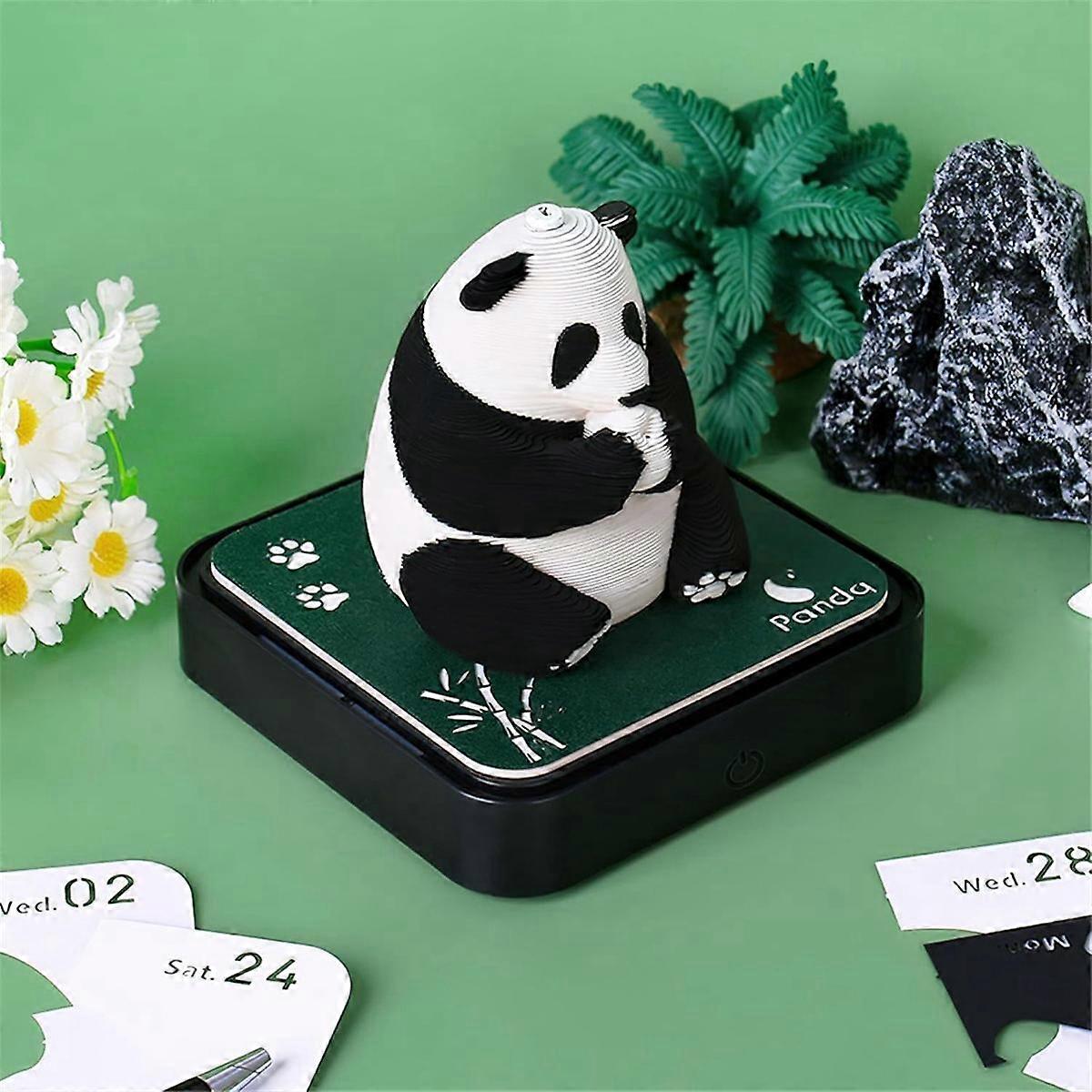 3D Art Calendar 2024, Time Piece Calendar Panda Memo Pad Rip Paper ...