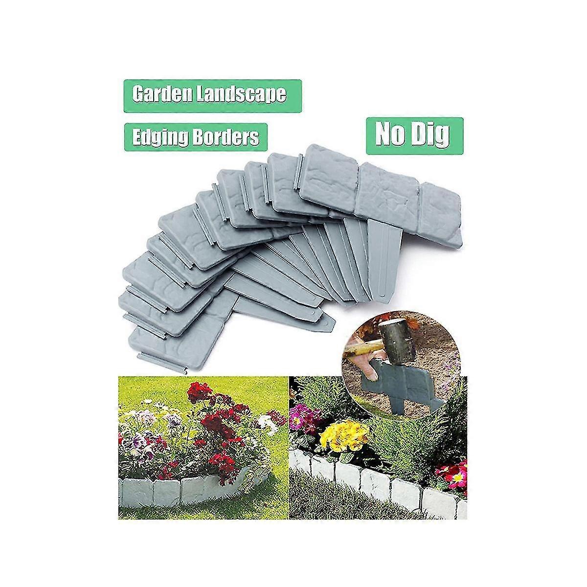 Garden Landscape Edging Borders No Dig,20 Pcs 16 Ft Lawn Edging ...