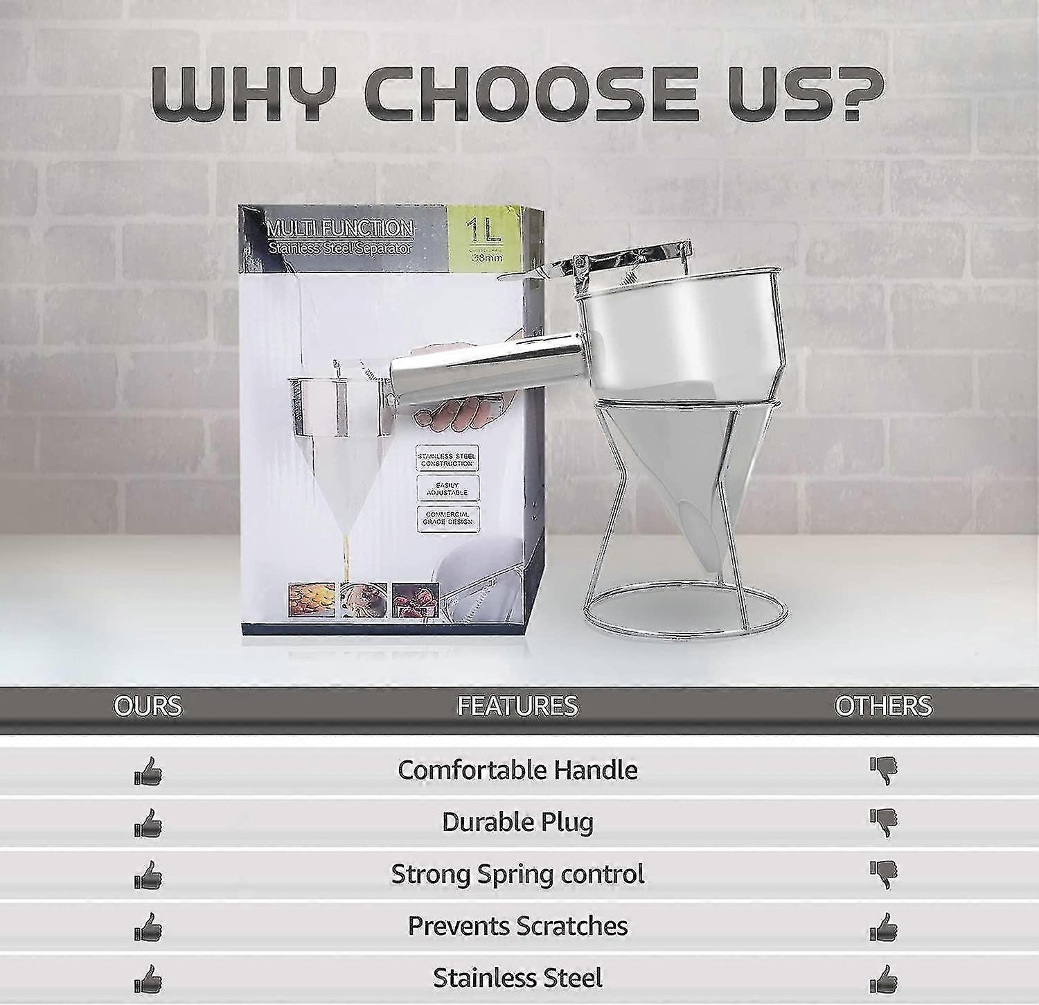 Nejamart Pancake Batter Dispenser With Silicone Basting Brush, Ideal ...