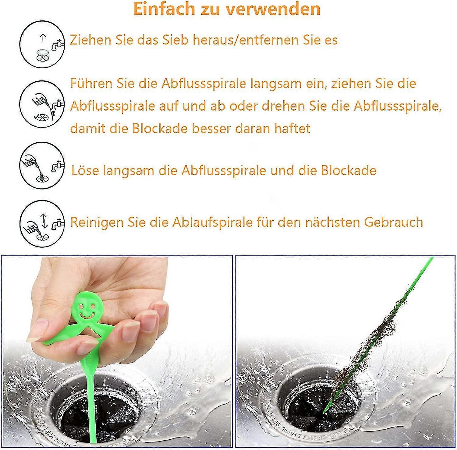 6 Pcs Drain Unblocker, Sink Unclogging Tool, 51cm Plastic Wool Snake ...