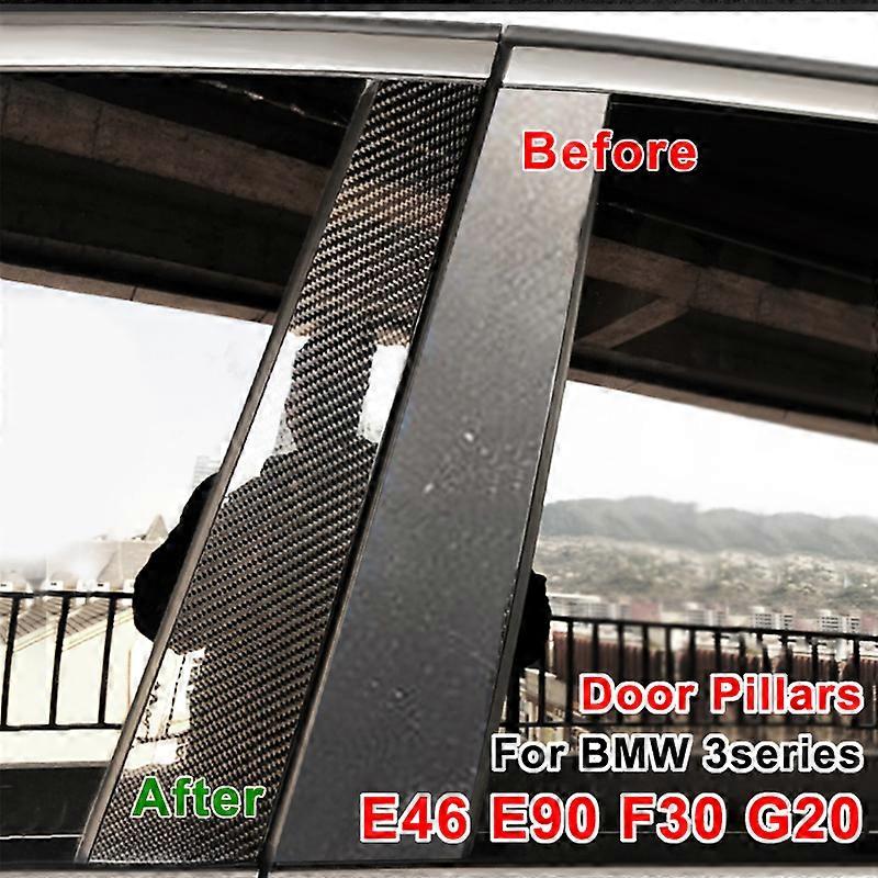 Carbon Fiber Car Window B-Pillar Trim Sticker For BMW F30 E46 E90 G20 ...
