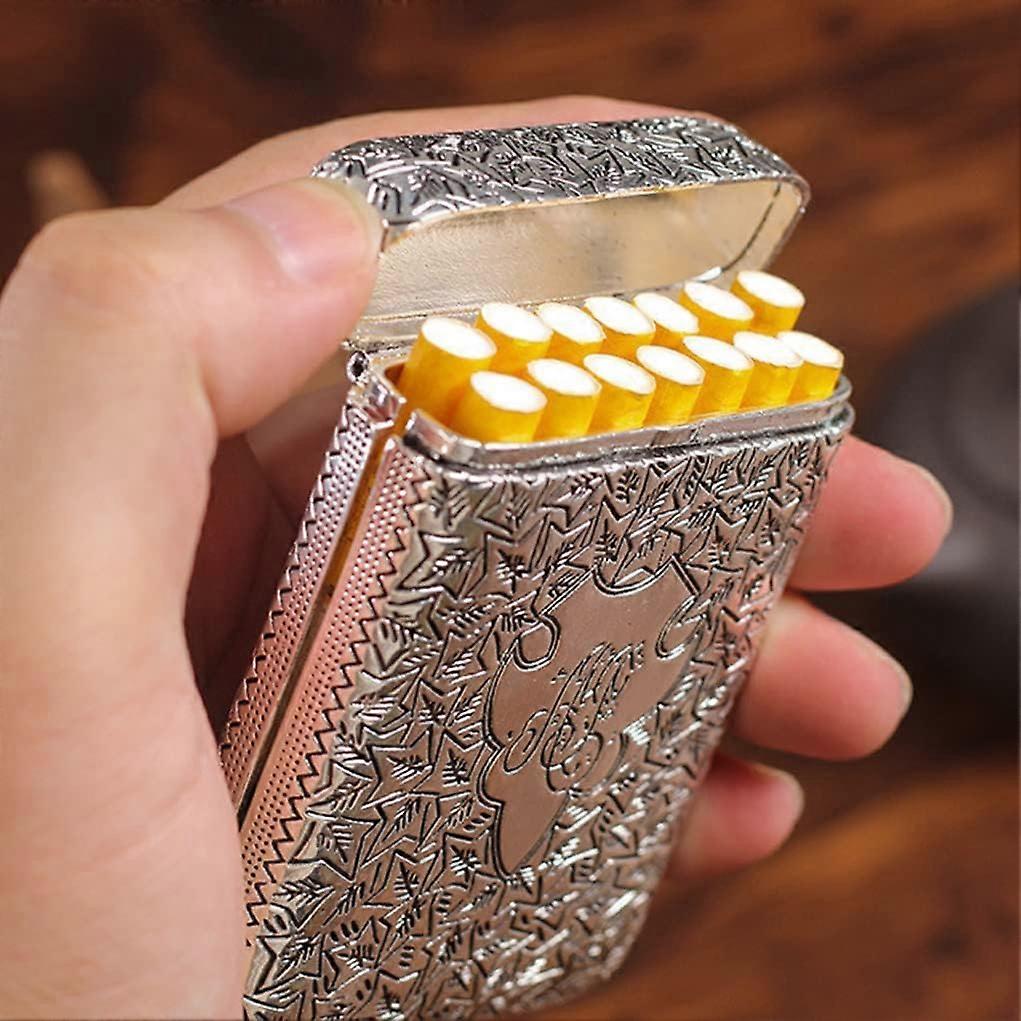 Metal cigarette case holds 14 cigarette case tobacco storage pockets ...