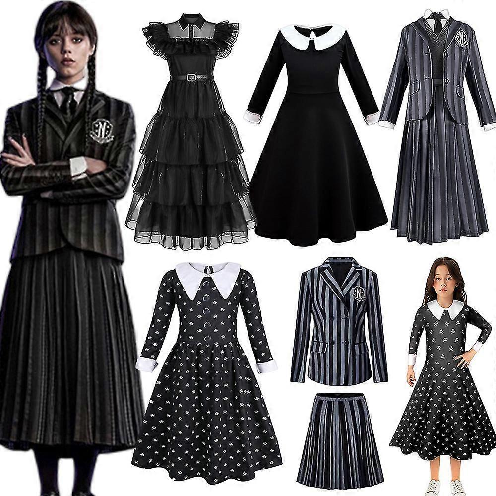 Girls/women Wednesday Addams Series Costume Set Dress/outfit Cosplay ...