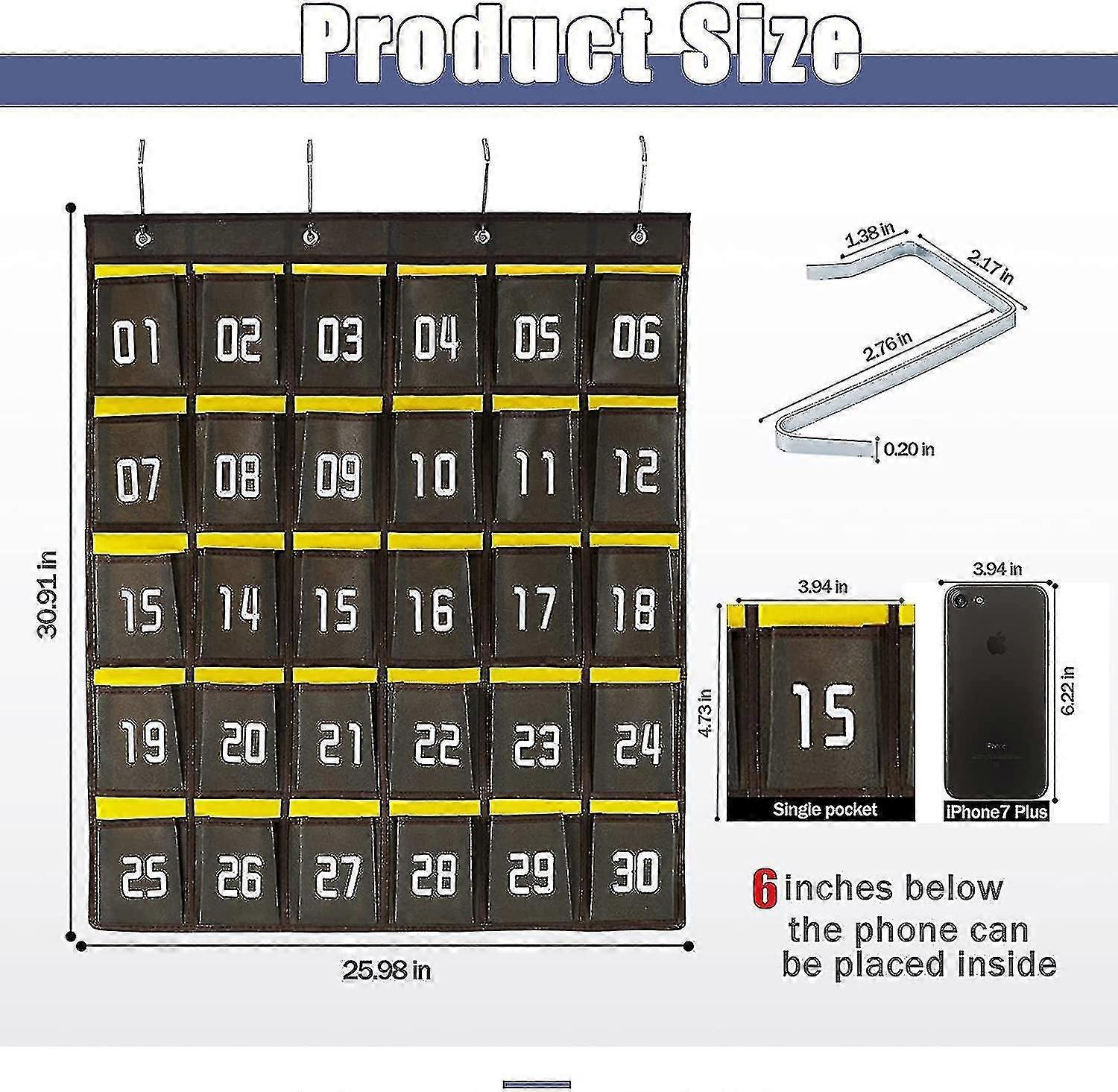 Numbered Classroom Sundries Closet Pocket Chart For Cell Phones Holder ...