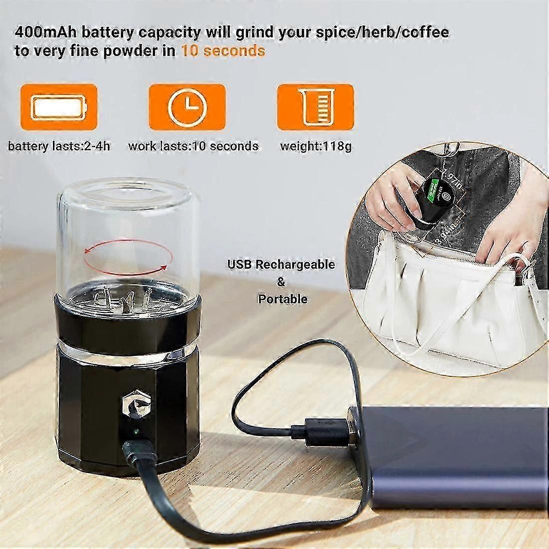 Mini Electric Grinder Portable Vanilla Grinder USB Rechargeable Mill with a Cleaning Brush for ...