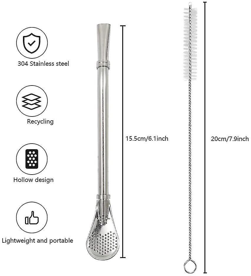Stainless Steel Straw Spoon With Long Handle Strainer For Drinking Tea ...
