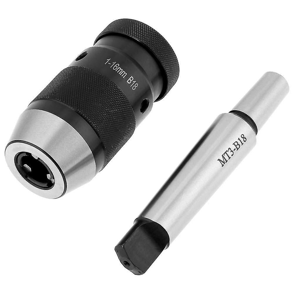 1-16Mm Capacity 45# Steel Self Tighten Keyless Lathe Drill Chuck With Mt3-b18 Taper Arbor ...
