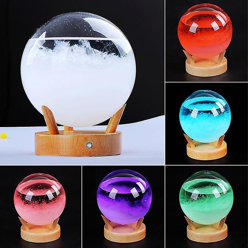 Tempest Glass Ball Predictor Color Weather Forecast with Wood Base ...