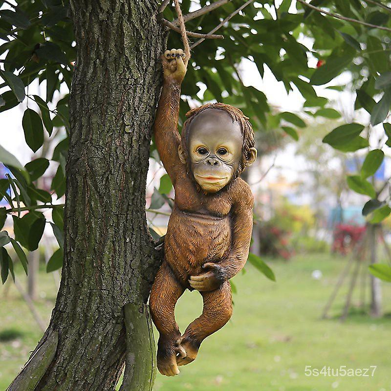 Chico the Chimpanzee Baby Monkey Hanging Animal Statue, Polyresin, Full ...