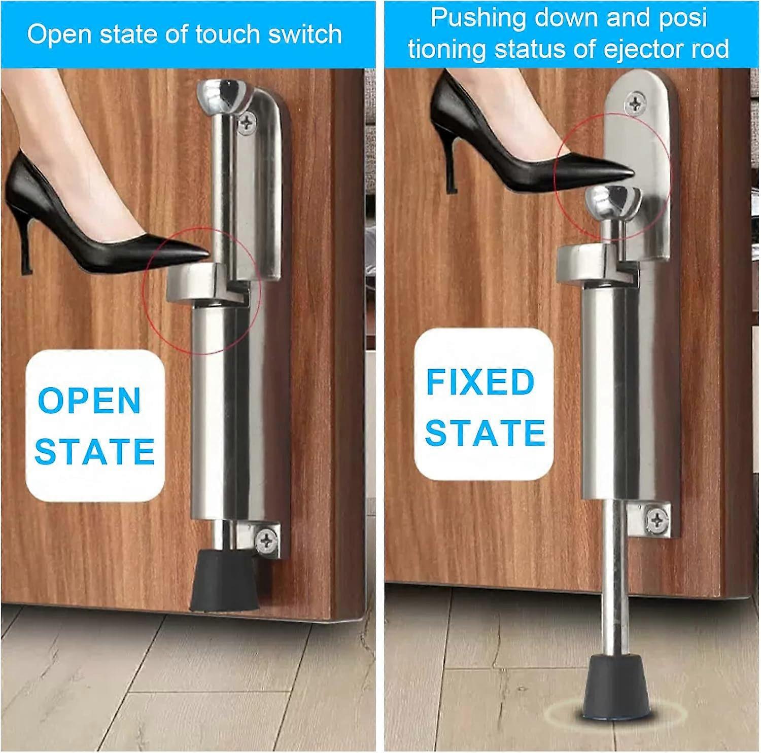 Door Stop with Adjustable Foot Control Stainless Steel Floor Door ...