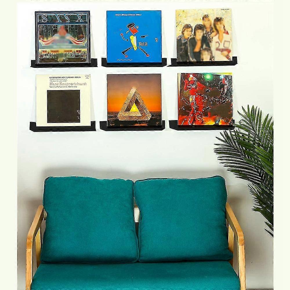 Lp Vinyl Record Holder Stand 6 Pack Acrylic Album Shelf Wall Mount ...