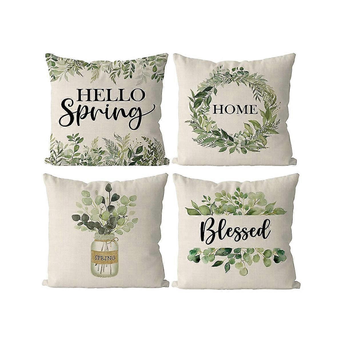 Spring Pillow Covers 18X18 Set Of 4 Spring Decorations Flowers ...