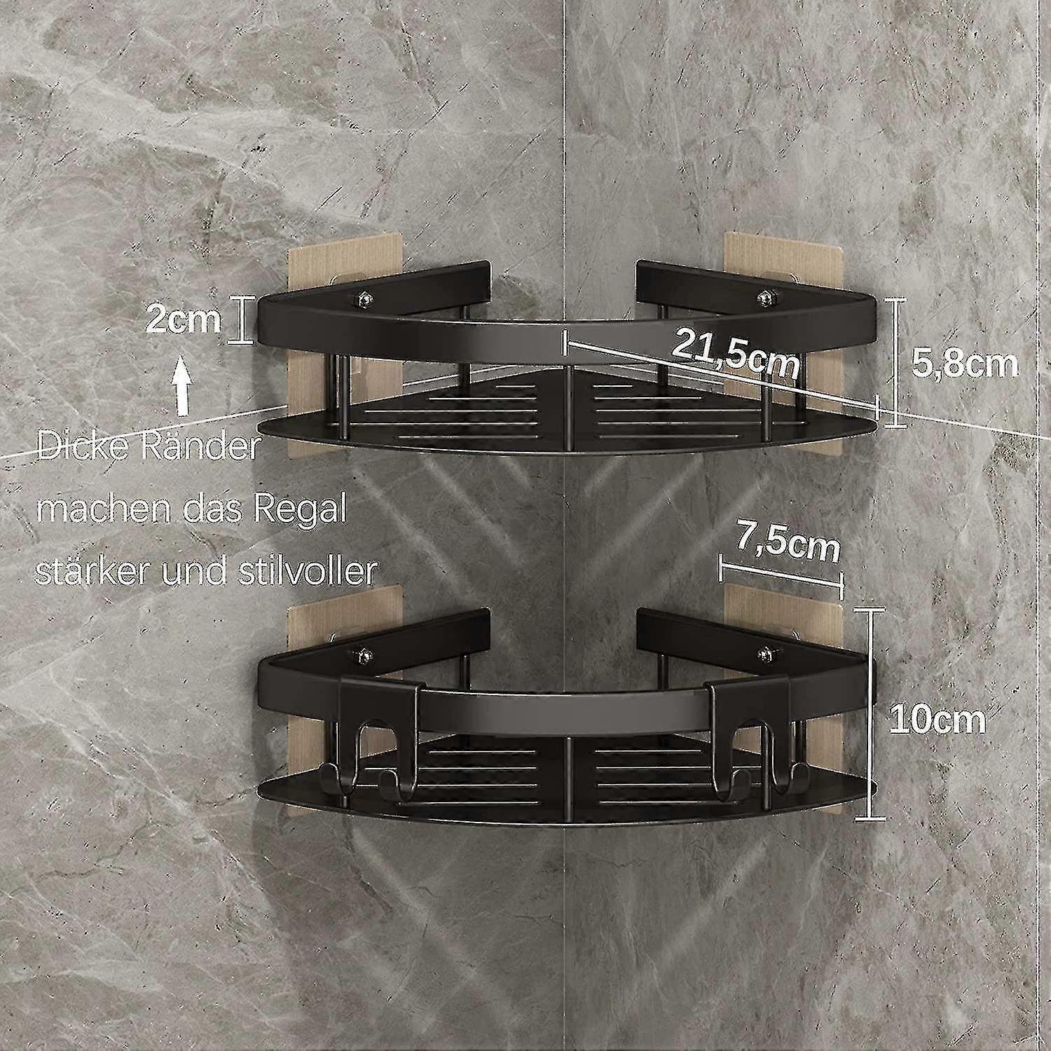 Shower Caddy No Drilling Corner Shower Shelf With Hooks And Shaving ...