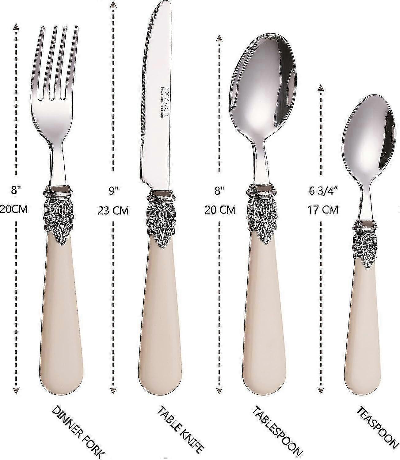 Exzact Cutlery Set 8pcs Antique Cream Handles/flatware Stainless Steel ...