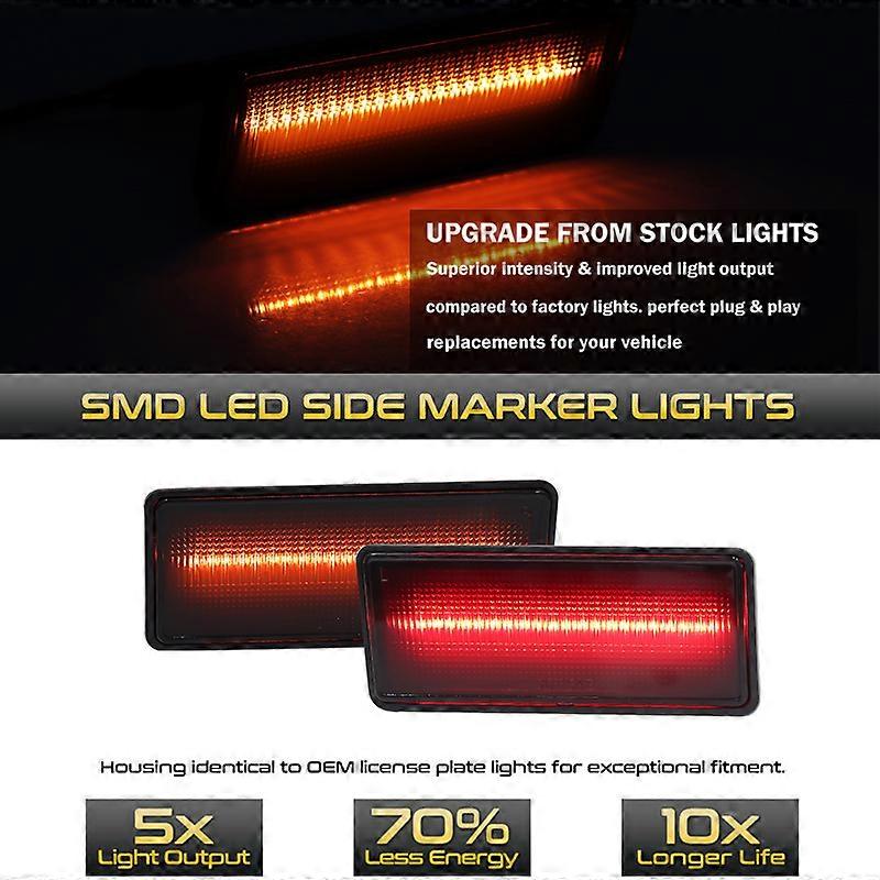 iJDM Smoked Lens Amber/Red Full LED Side Marker Light For 1974-1979 ...
