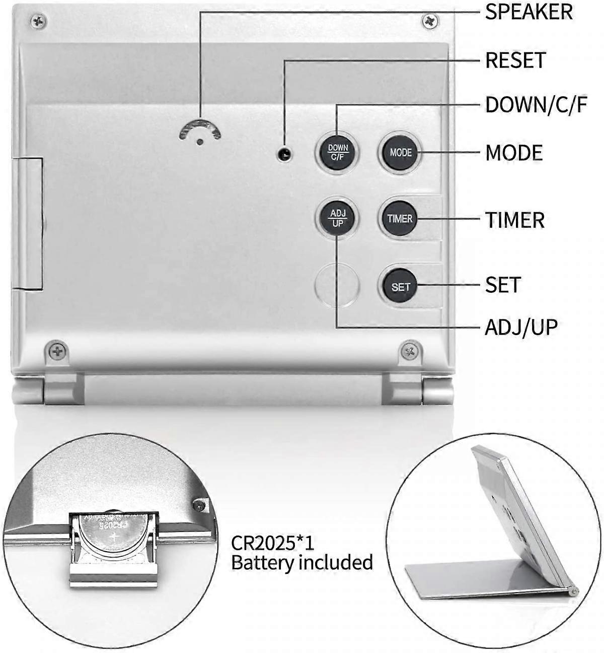 Digital Travel Alarm Clock - Foldable Calendar & Temperature & Timer ...
