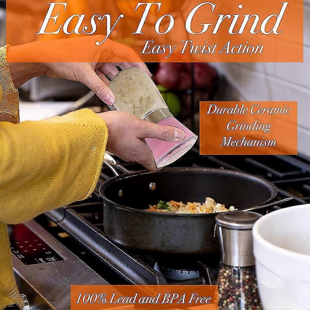 Salt And Pepper Grinder Set - Adjustable Spice Ceramic Grinders Mill Shaker For Kitchen Table ...