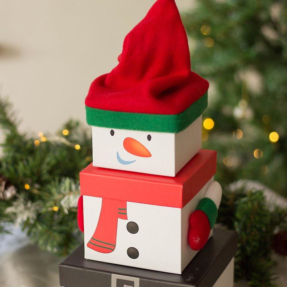 Stackable Snowman Christmas Gift Boxes Small Red | Nested 3-Tier ...