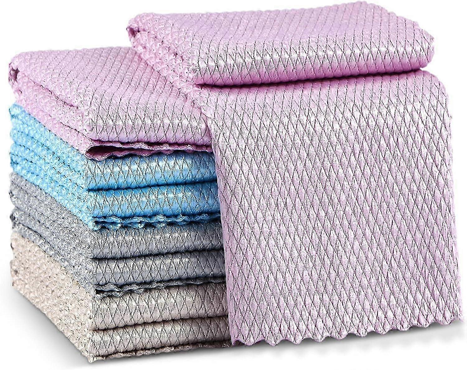 8 Pack Fish Scale Streak Free Miracle Cleaning Cloth, Microfiber ...