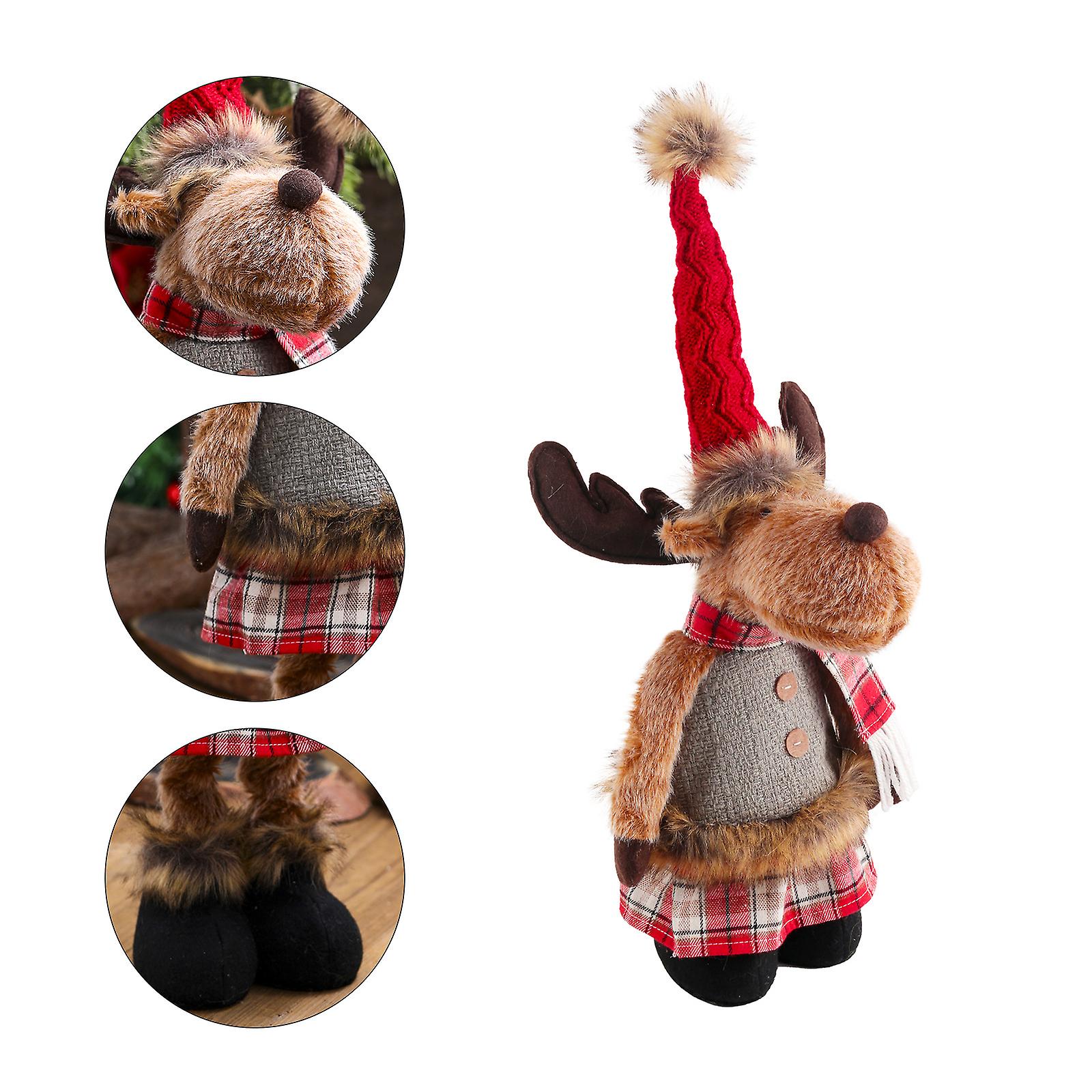 Christmas Elk Standing Plush Doll Christmas Ornament Plush Toy Ornament ...