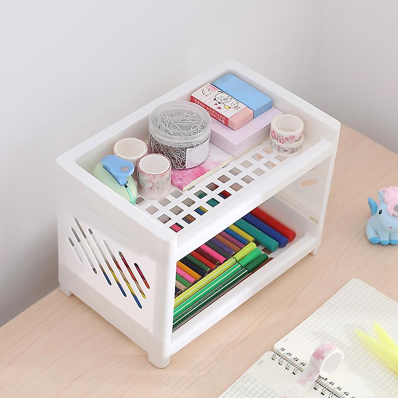 Double-Layer Stationery Storage Rack Hollow Holder Organizer for ...