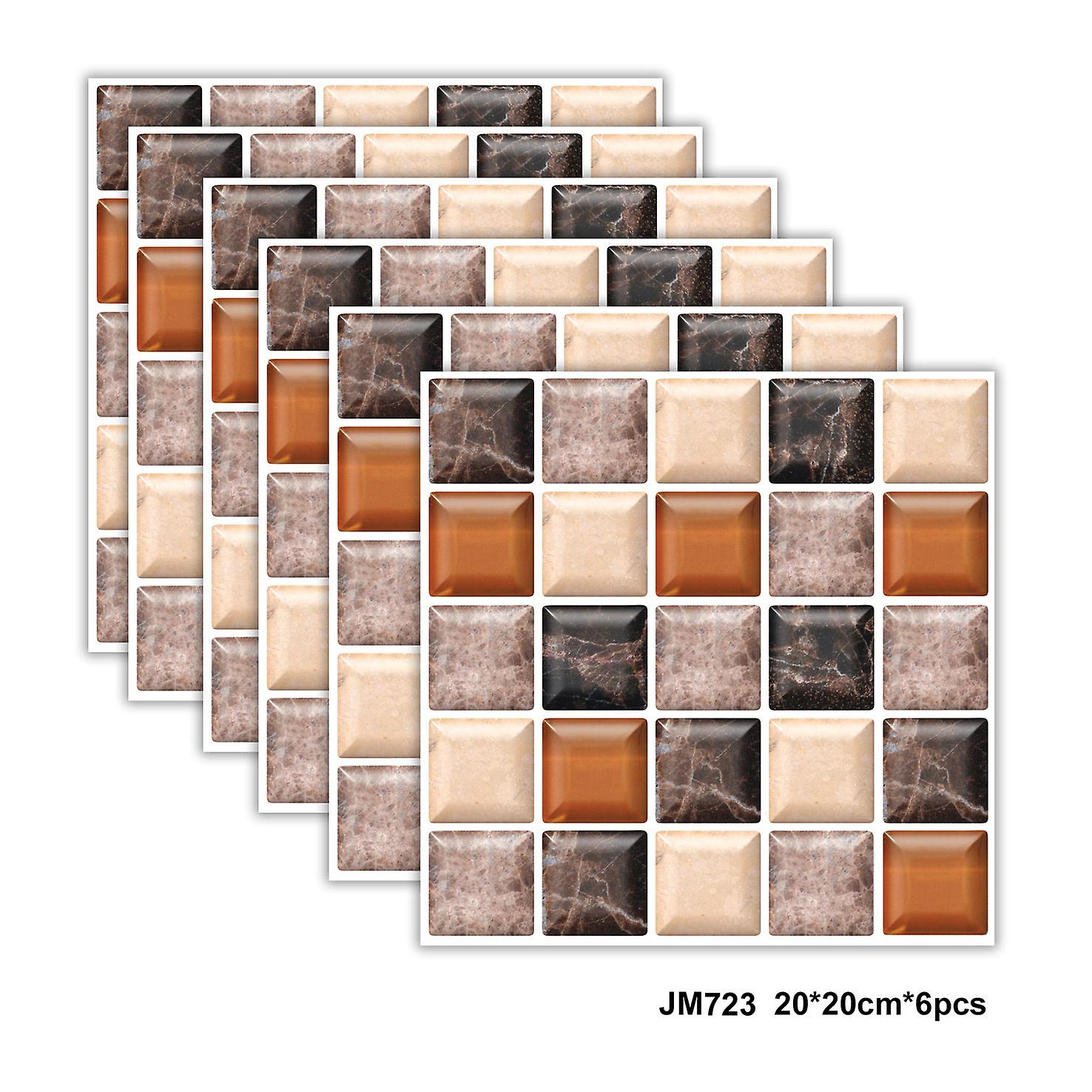 Wall Stickers Tile Stickers, 6 Sheets Waterproof Adhesive Cement Tile ...