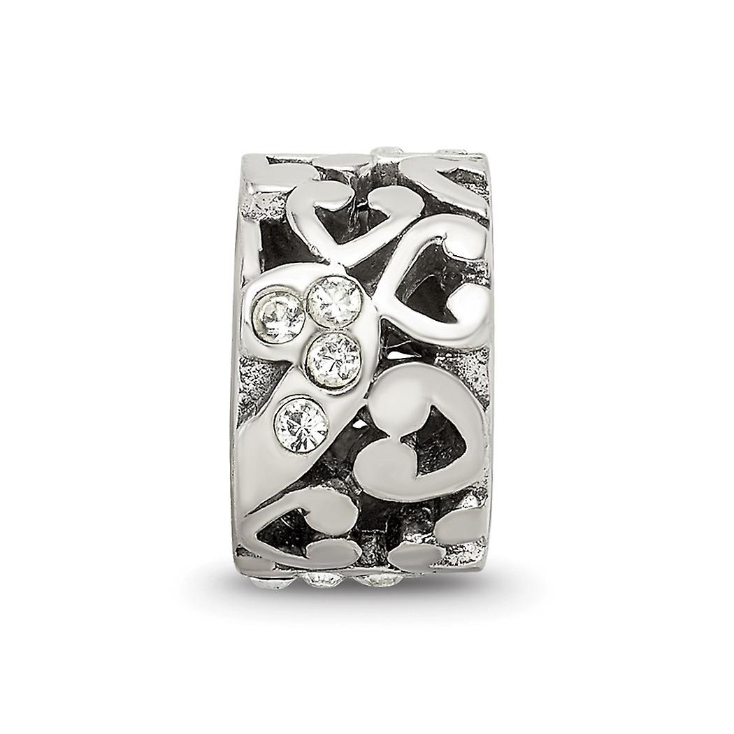 925 Sterling Silver Polished Artisan Oxidized Reflections Crystal Bead ...