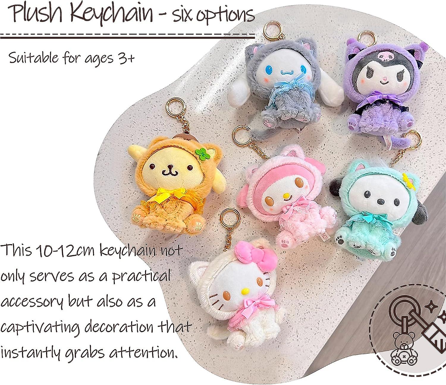 Kawaii Plush Keychain Plush Doll, Cartoon Anime Plush Keychain Pendant ...