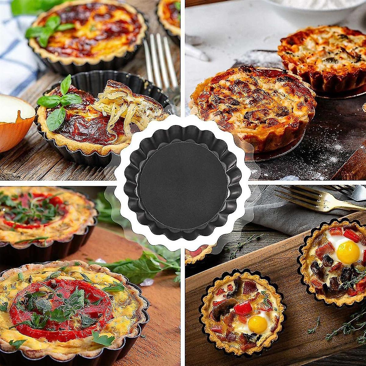 Tart Pan, 4 Inch Tart Pans, Non-stick Removable Loose Bottom Carbon ...