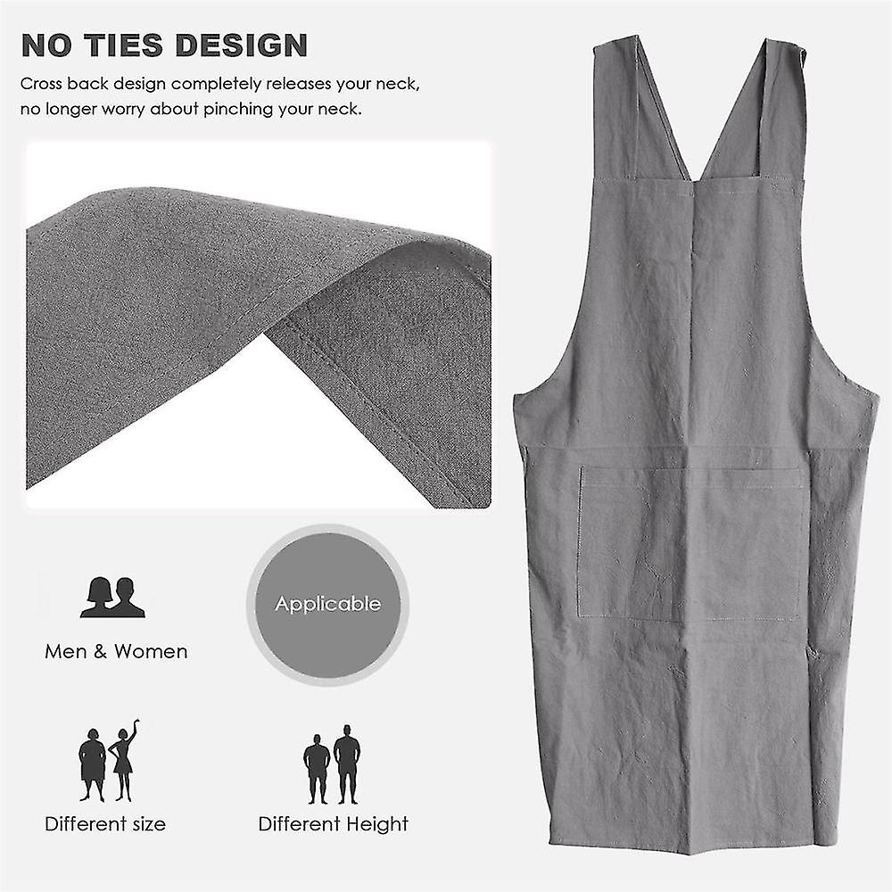 Linen Back Cooking Apron Suitable For Ladies And Men With Pockets Cute ...