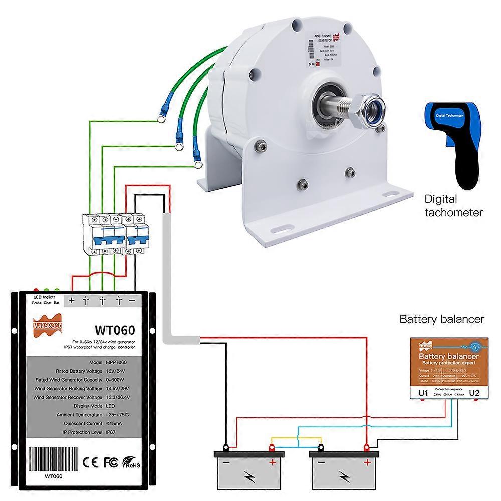 600w 12v 24v Low Rpm Permanent Magnet Generator With Base And ...