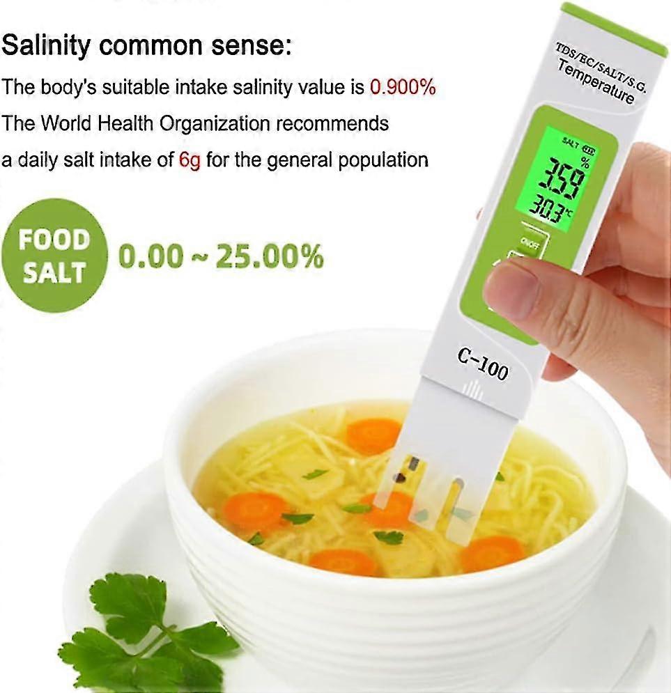 5 in 1 Digital Water Quality Tester Test TDS/EC/Salinity/SG ...