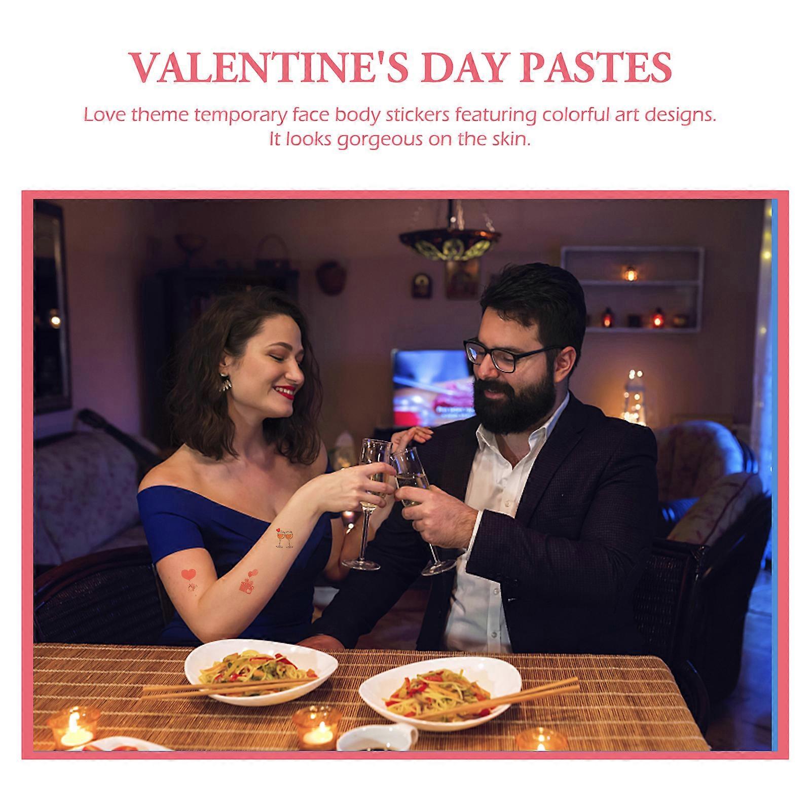 20 Sheets Love Theme Stickers Temporary Body Stickers Valentine's Day ...