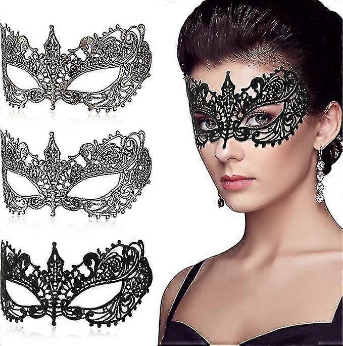 3 Pieces Halloween Masquerade Party Masquerade Lady Girl Masks Lace Eye ...