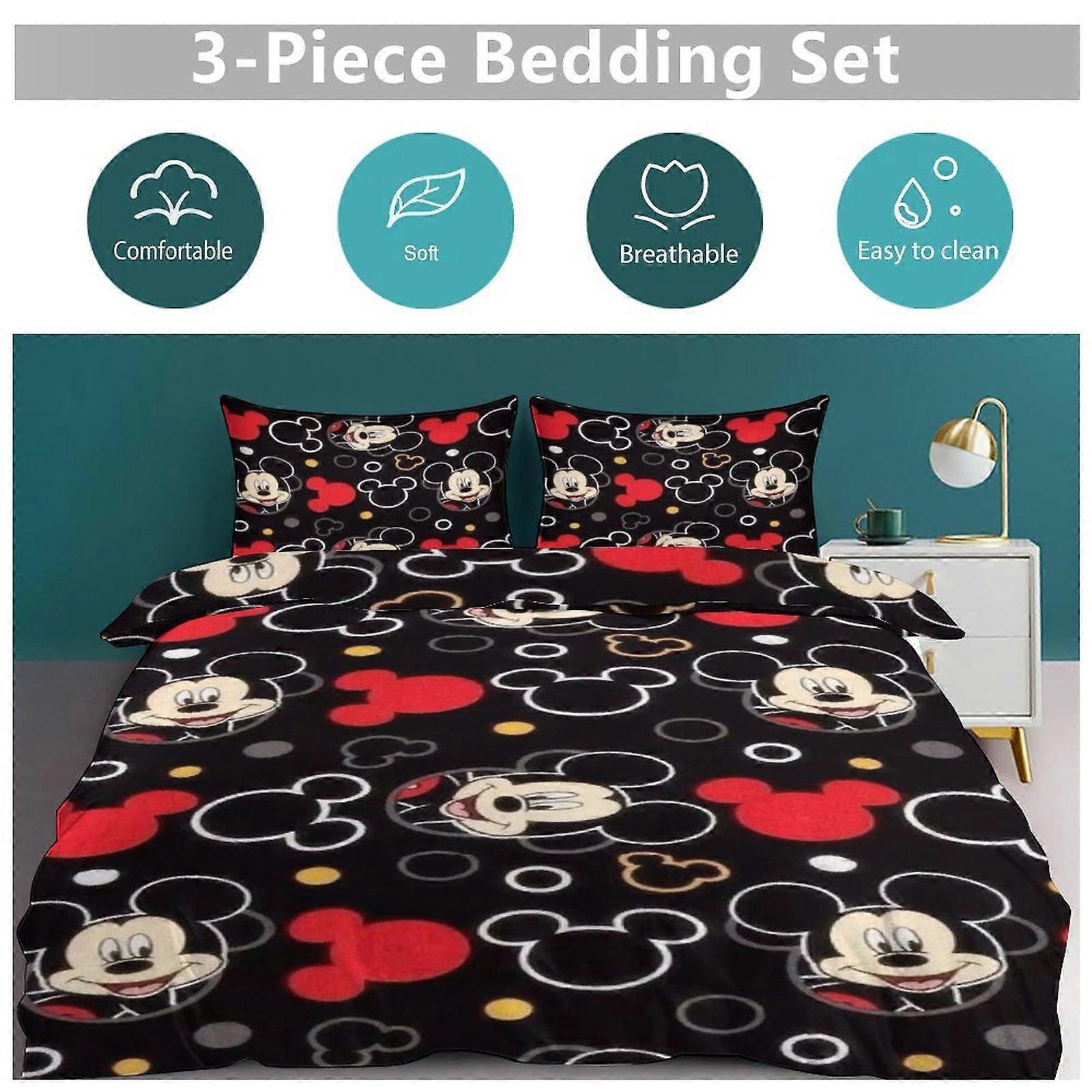 Ez239 Mickey Print Bedding Set Pattern Duvet Cove Set 3 Pieces 1 Quilt ...