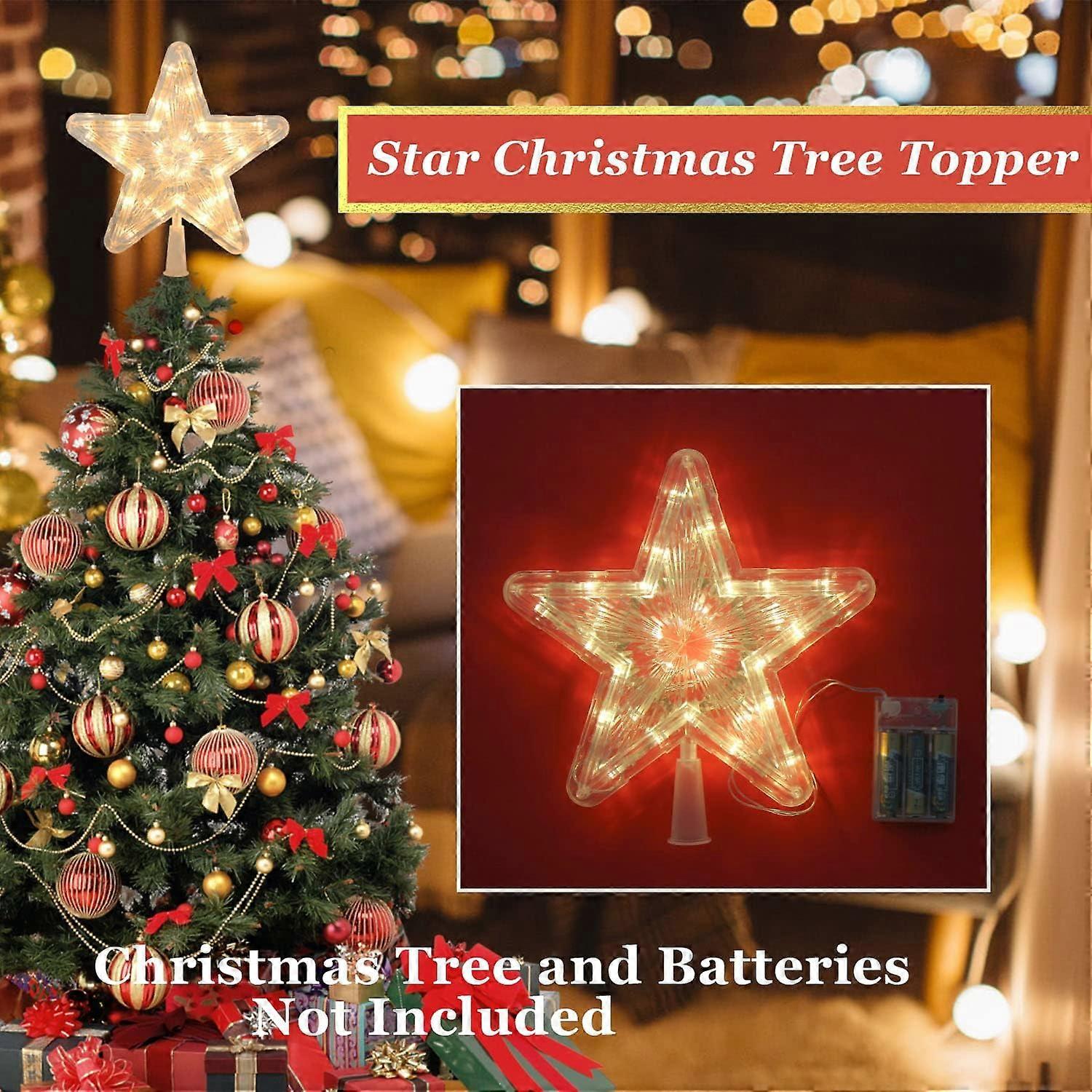 Christmas Star Tree Topper Lighted, Xmas Tree Topper with Lights Light ...
