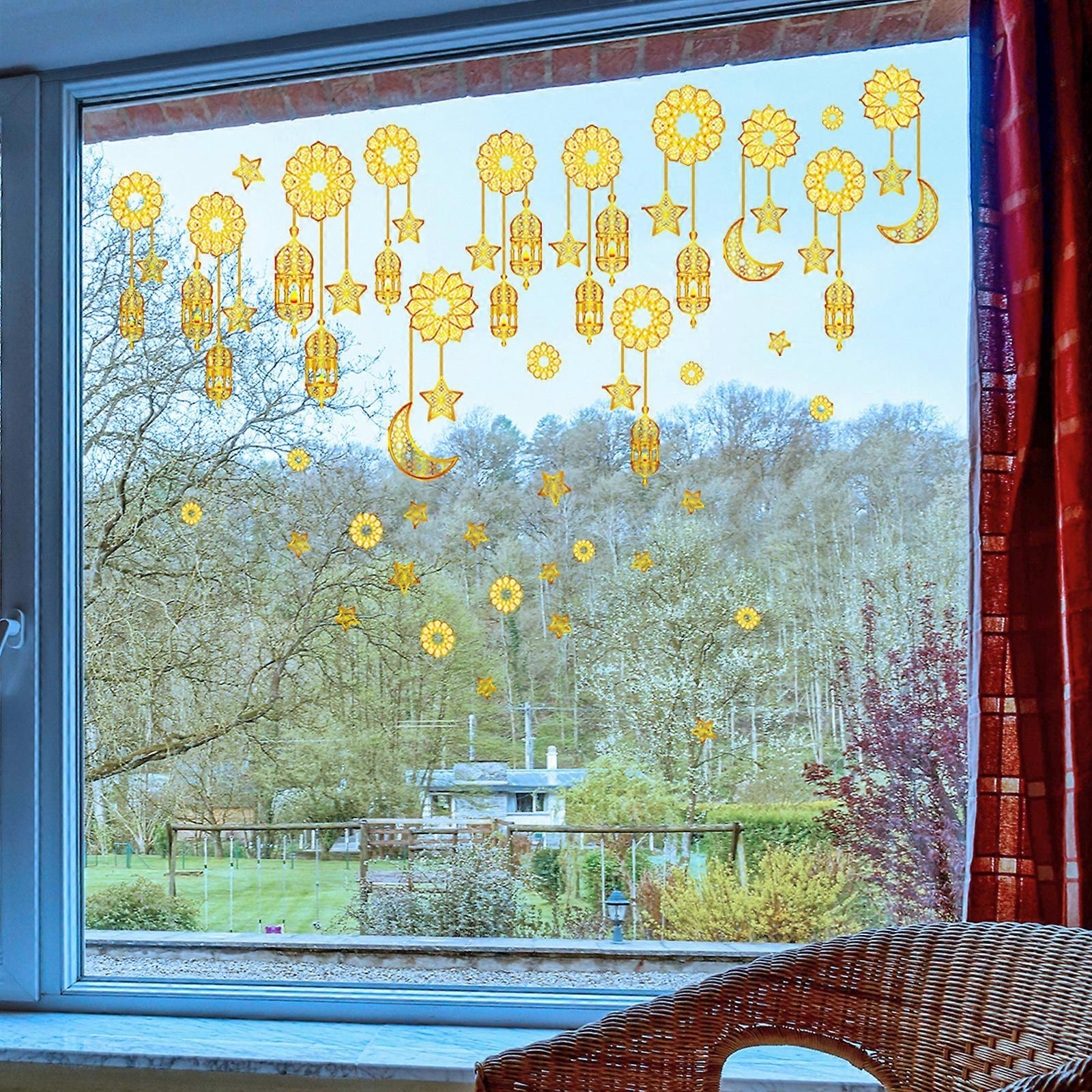 Eid Wall Stickers 2pc/set Double Side Static Electricity Moon Star ...