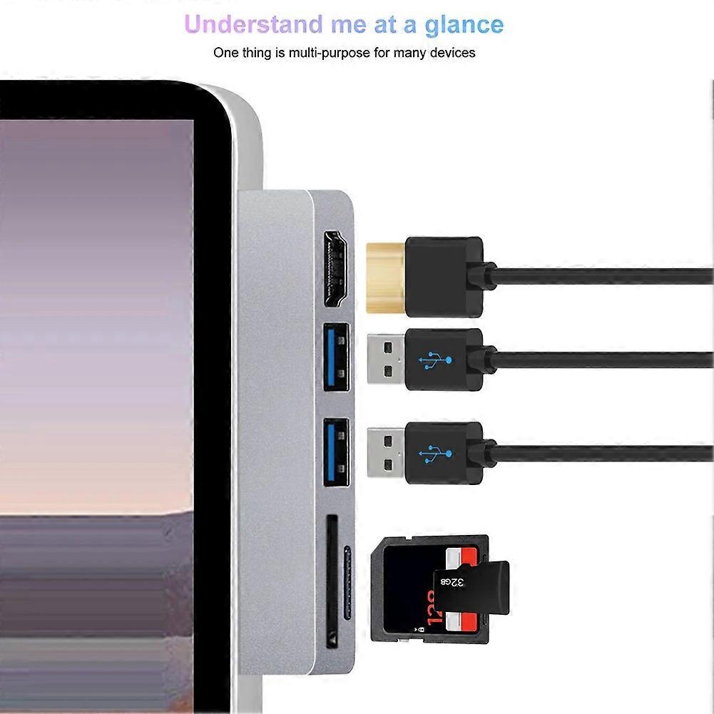 For Microsoft Surface Pro 8 7 6 5 4 Hub 5/6 in 1 USB Docking Station ...