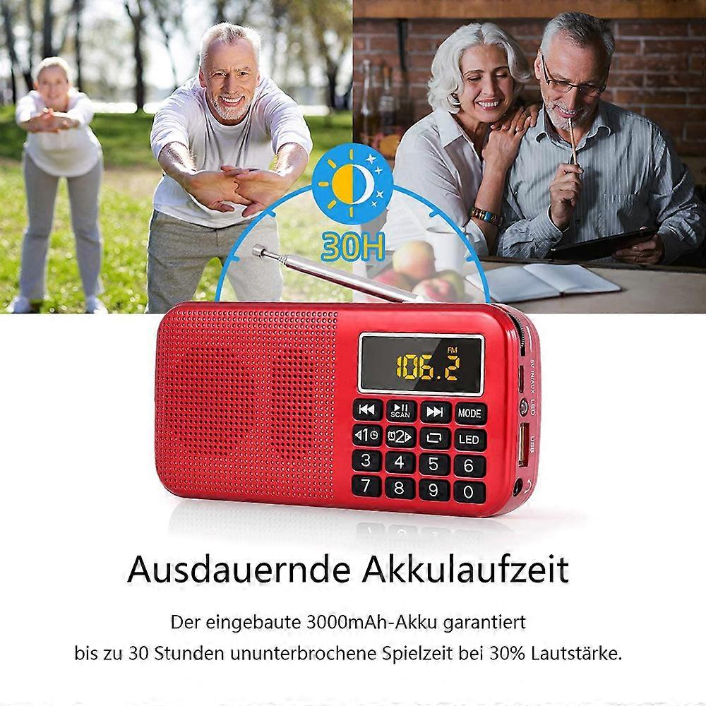 Small FM VHF Radio, Battery Powered Radio with 3000 mAh Rechargeable ...