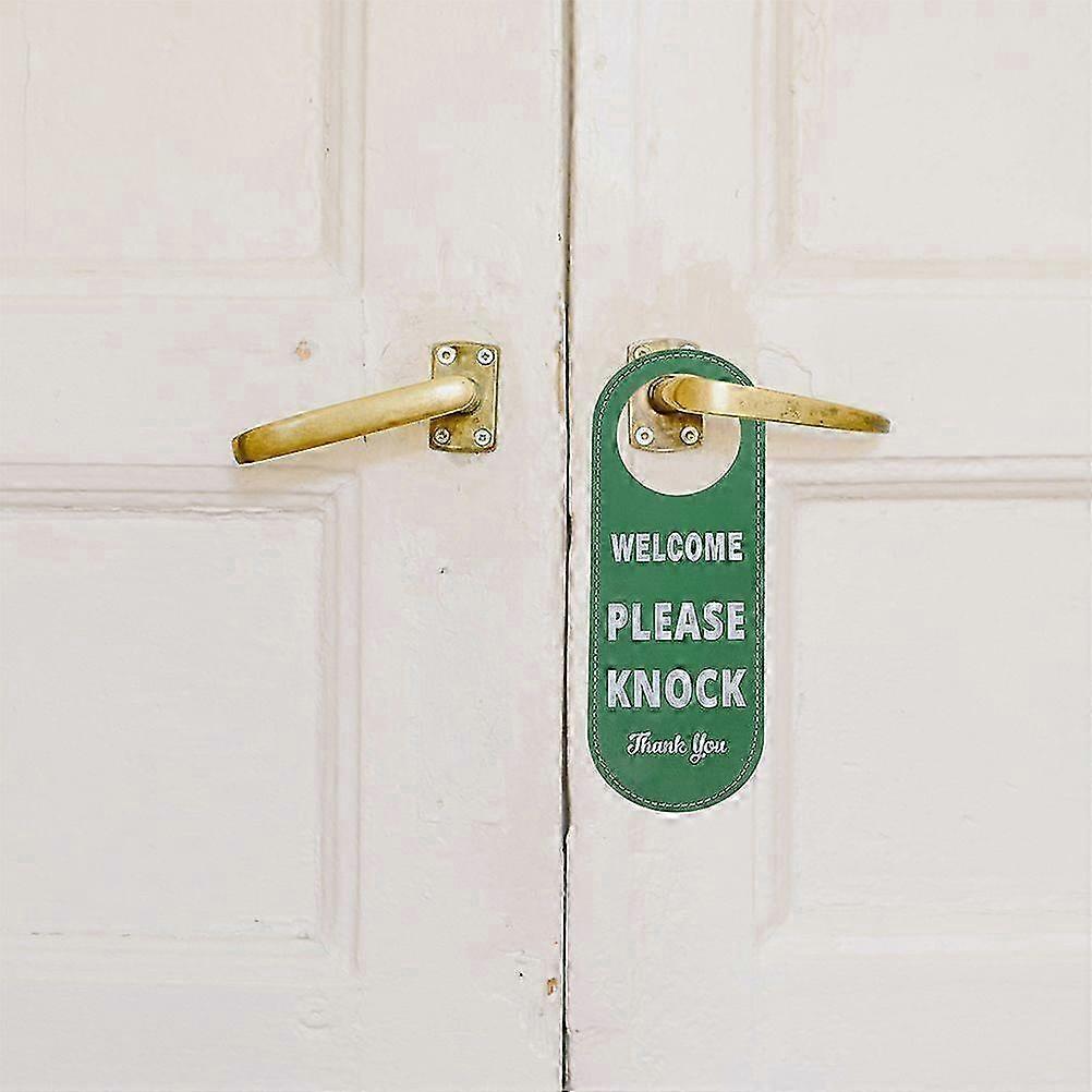 PU Leather Do Not Disturb Door Hanger Sign Double Side Welcome Please ...