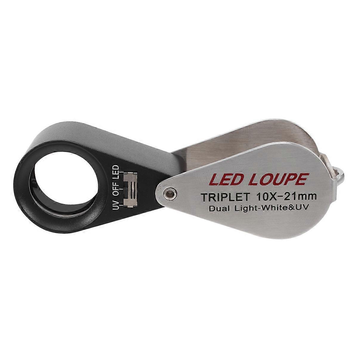 10X Magnification Jeweler Loupe Triplet Lens Magnifier with 6 LED UV ...