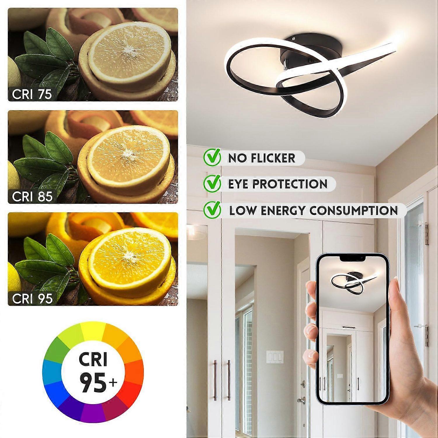 Dimmable modern LED ceiling light, 3 light colors changeable, stylish ...