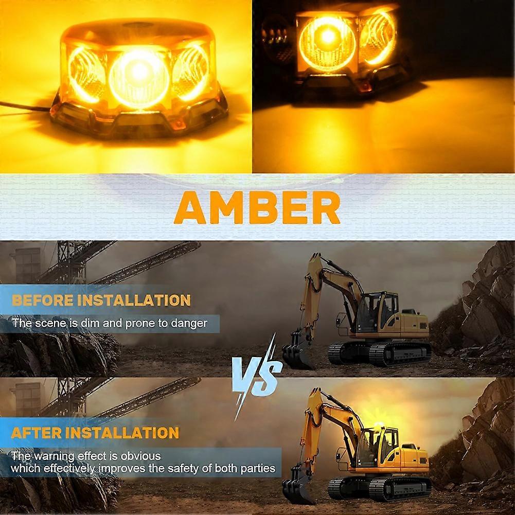 LED Beacon Lights Amber Strobe Warning Truck Fire Engine Bus Flashing ...